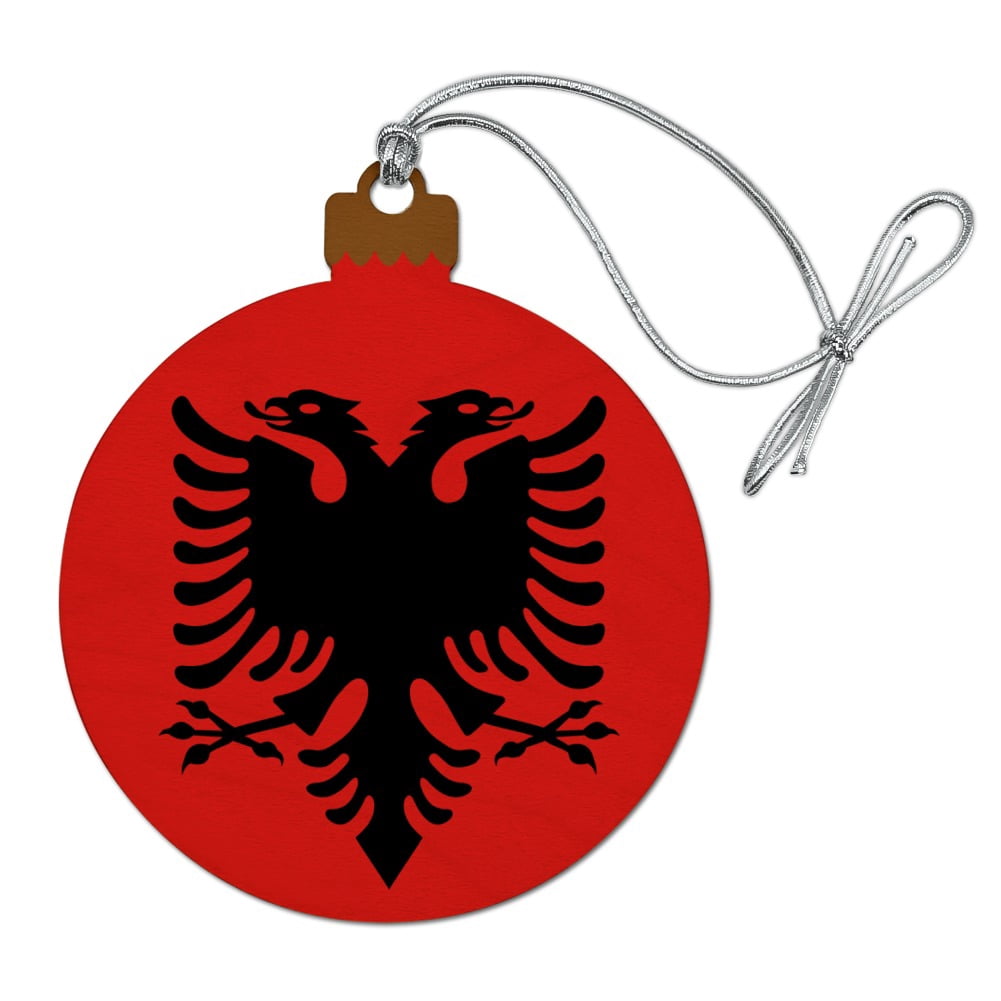 Albania Albanian National Country Flag Wood Christmas Tree Holiday ...