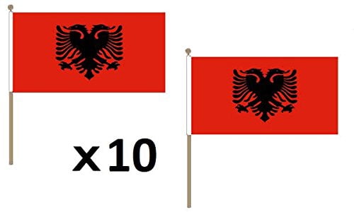 Albania Flag 12'' x 18'' wood stick - packet of 10 pieces - Walmart.com