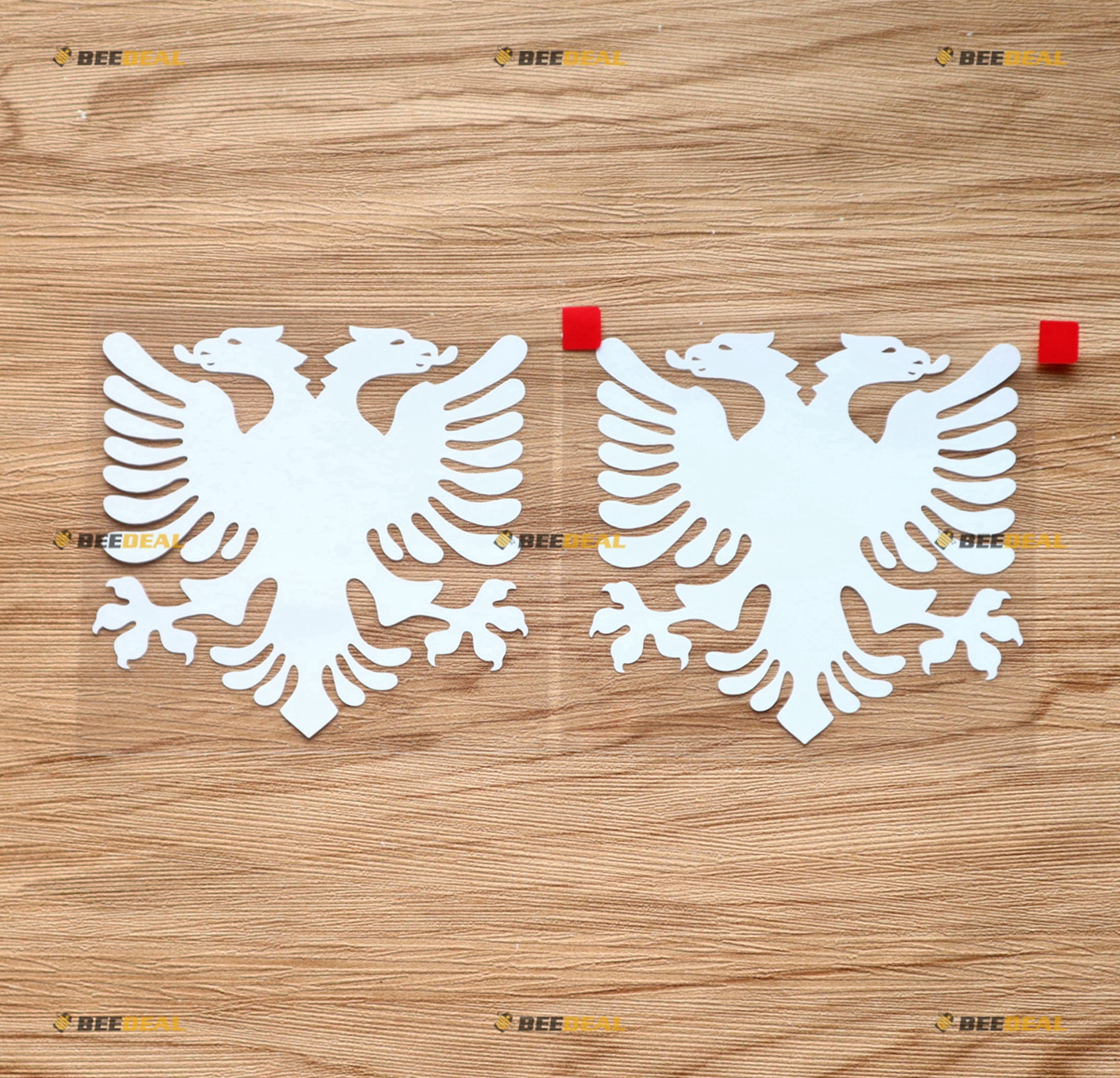 Albania Flag Double-Headed Eagle Decal Sticker Vinyl - 2 Pack White, 4 ...