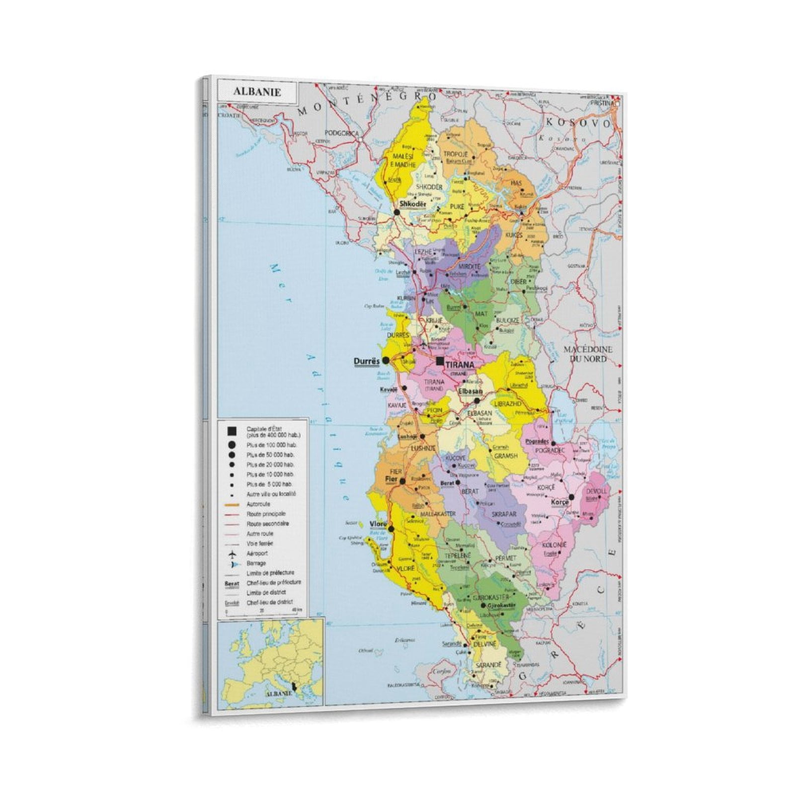 Albania Map Posters Wall Art Poster Gifts Bedroom Prints Home Decor ...
