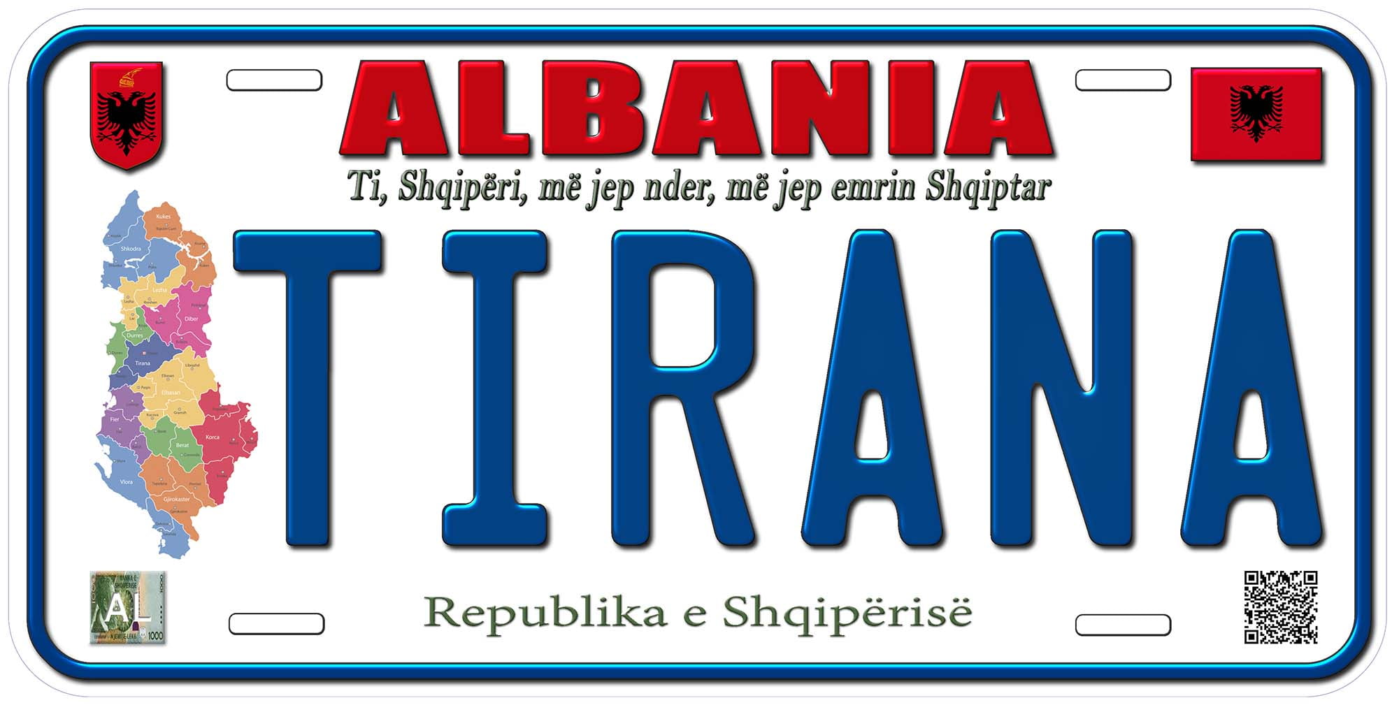 Albania Tirana Custom Novelty Car License Plate - Walmart.com