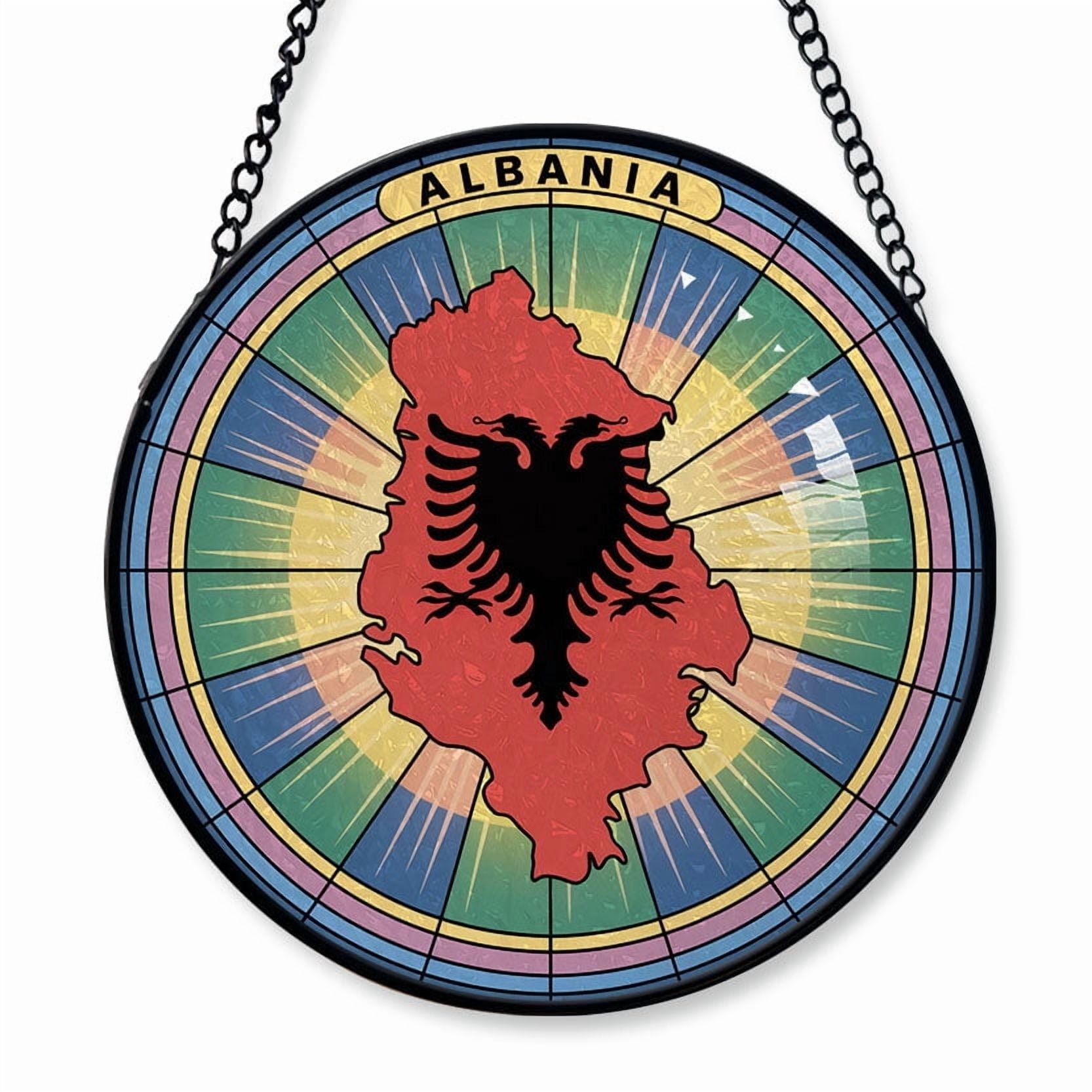 Albania Travel Decor Suncatcher Stained Glass Window Hanging, Gift for ...