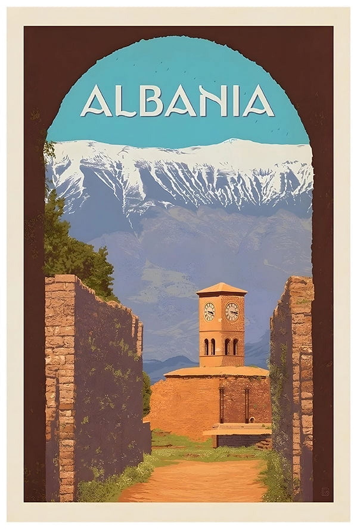 Albania - Vintage Travel Poster (12x18Inches(Black-Framed)) - Walmart.com