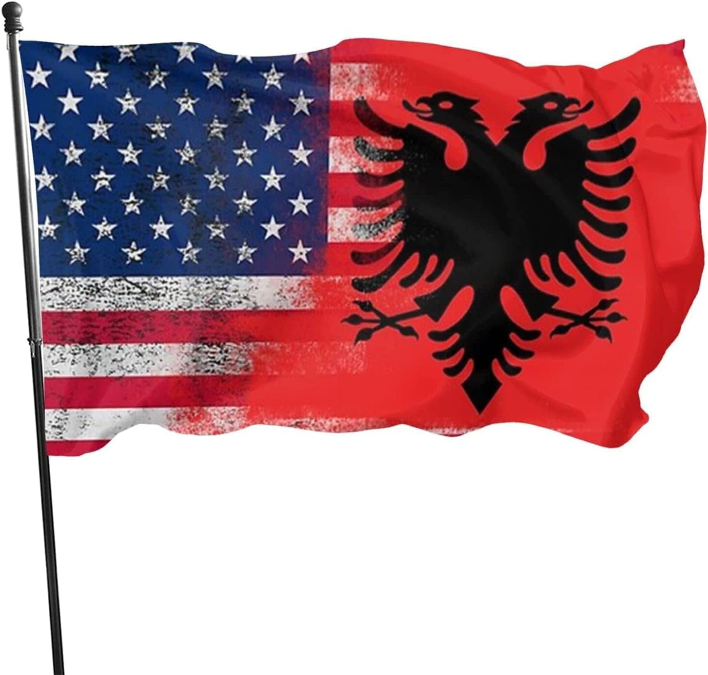 Albanian American Half Flag 3x5' Ft Polyester Vivid Color And Fade ...