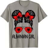 Albanian Girl Messy Hair Albania Patriotic Womens T-Shirt - Walmart.com