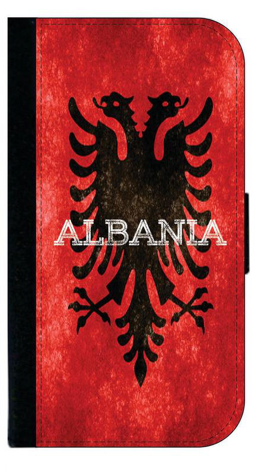 Albanian Grunge Flag - Wallet Style Cell Phone Case with 2 Card Slots ...