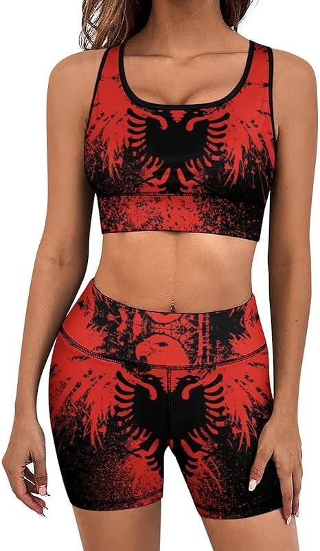 Albanian flag Yoga Suit Women Yoga Workout Outfits 2 Piece,Sport Bra ...