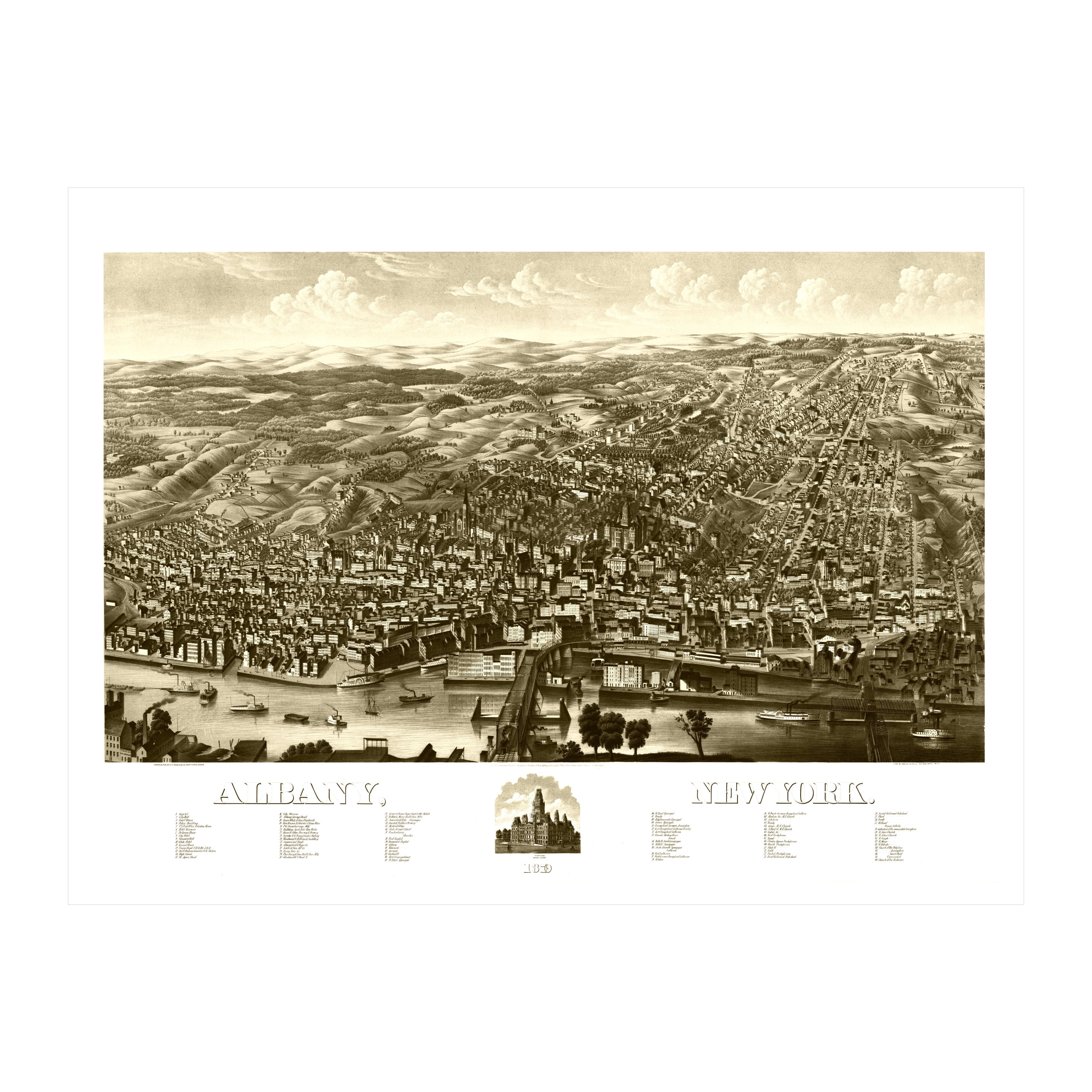 Albany Art, 1879 Vintage Map of Albany New York, NY History Wall Decor ...