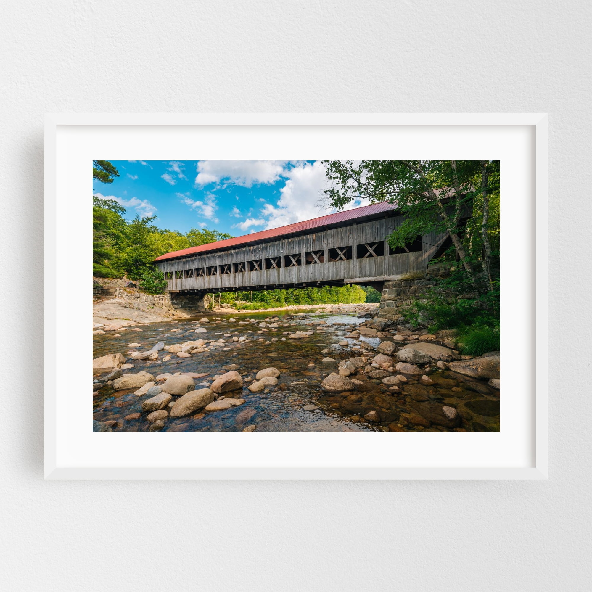 Albany Covered Bridge - New Hampshire Photography White Framed Wall Art ...