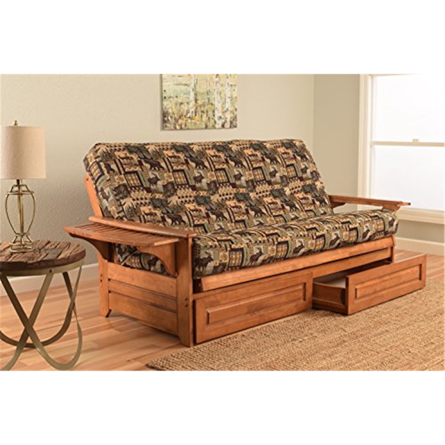 Albany Futon Sofa Bed in Barbados Finish, Multiple Colors, Complete ...