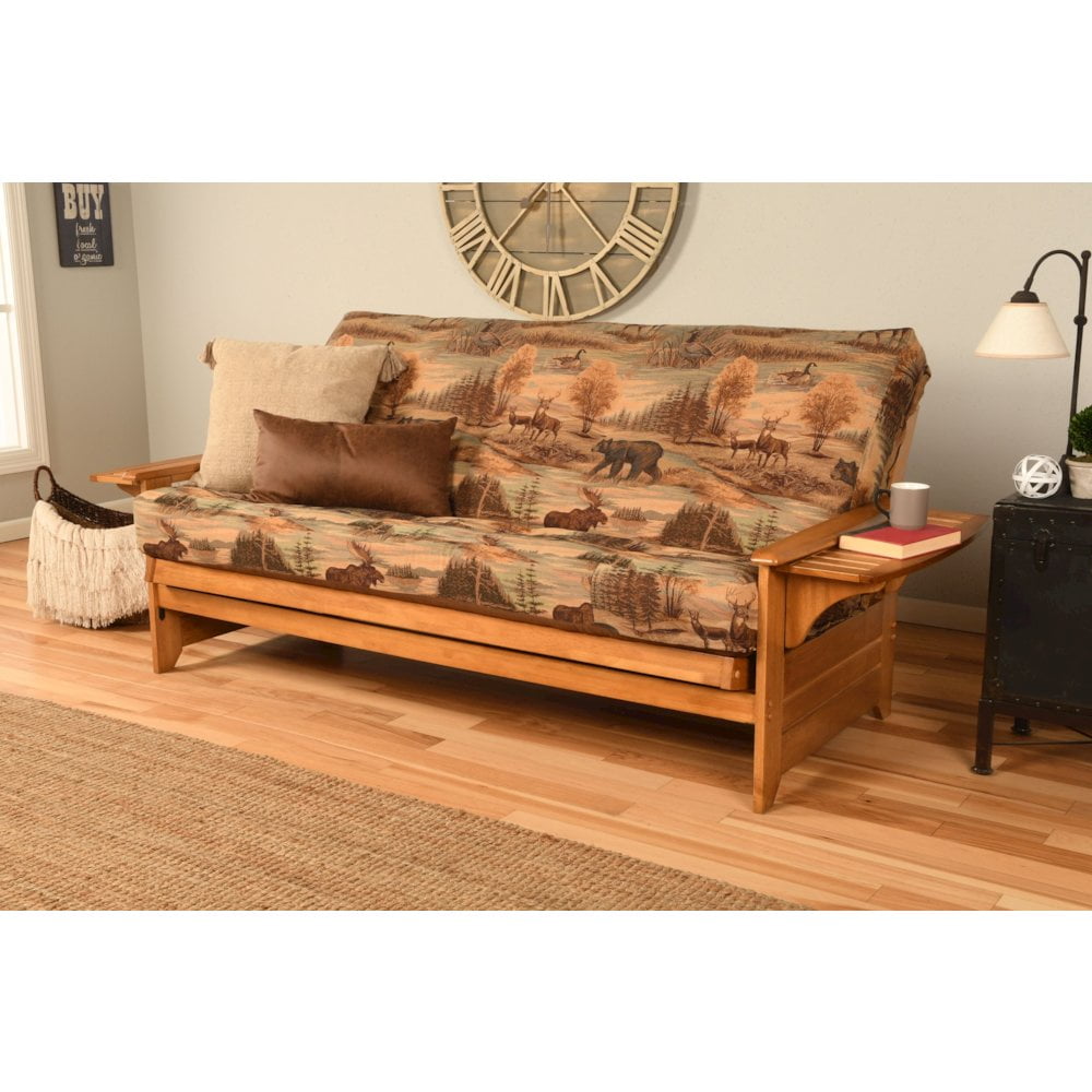 Albany Futon in Rustic Walnut Finish, Multiple Colors - Walmart.com