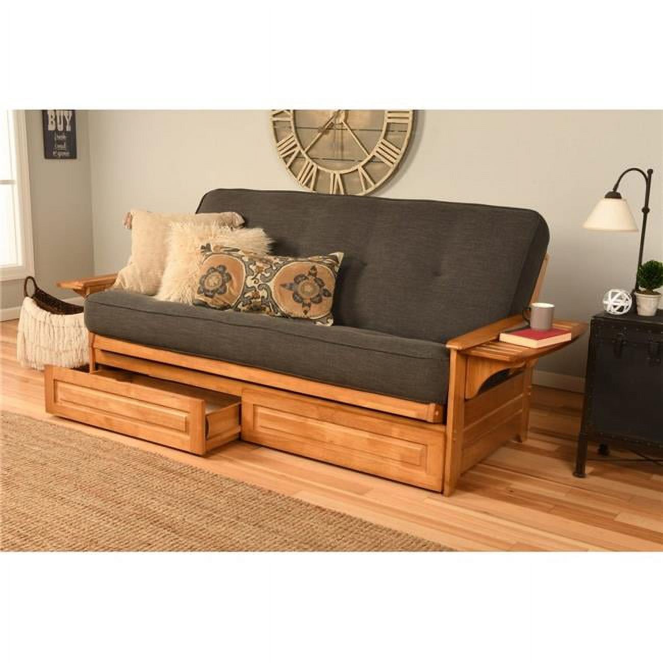 Albany Futon in Rustic Walnut Finish, Multiple Colors - Walmart.com