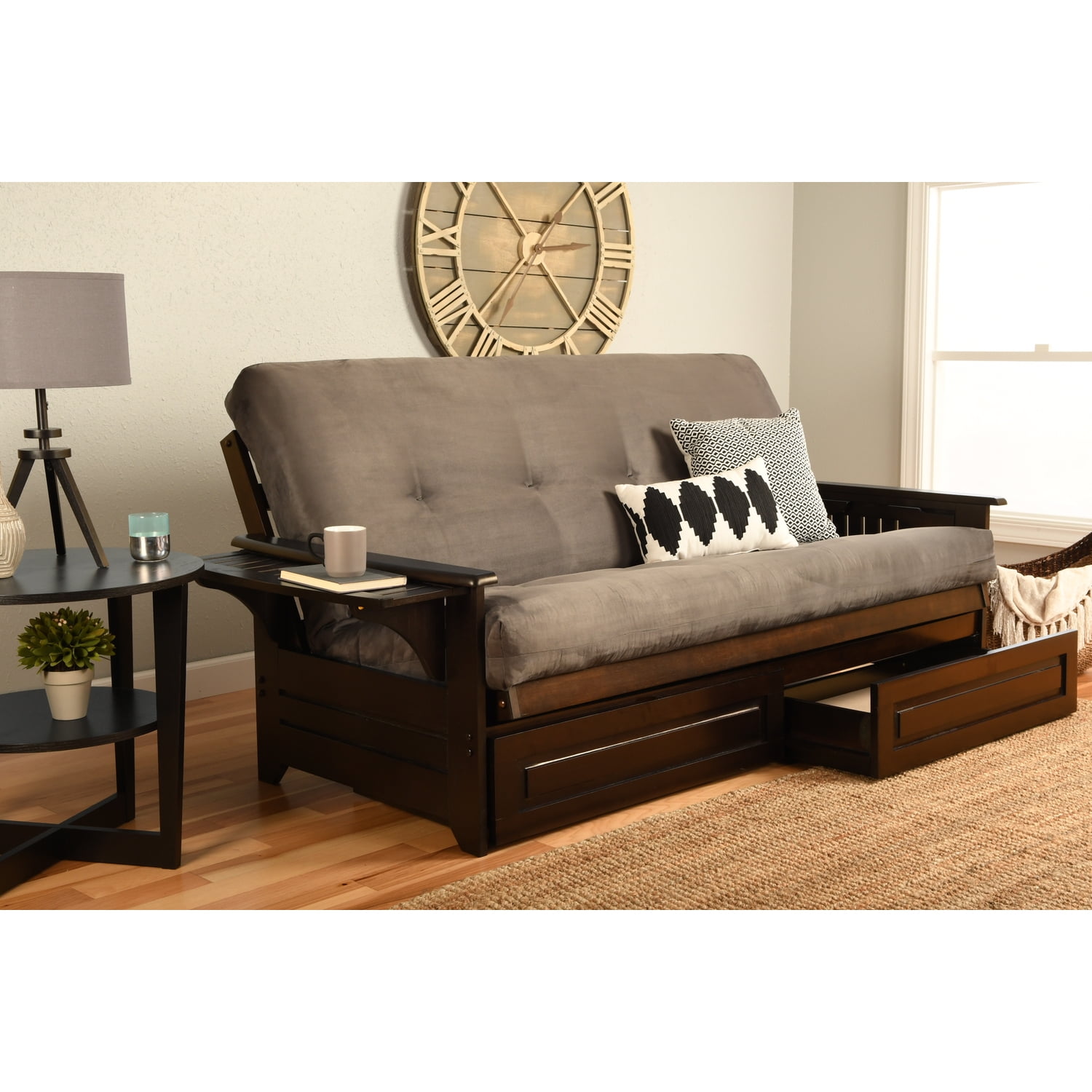 Albany Futon in Rustic Walnut Finish, Multiple Colors - Walmart.com
