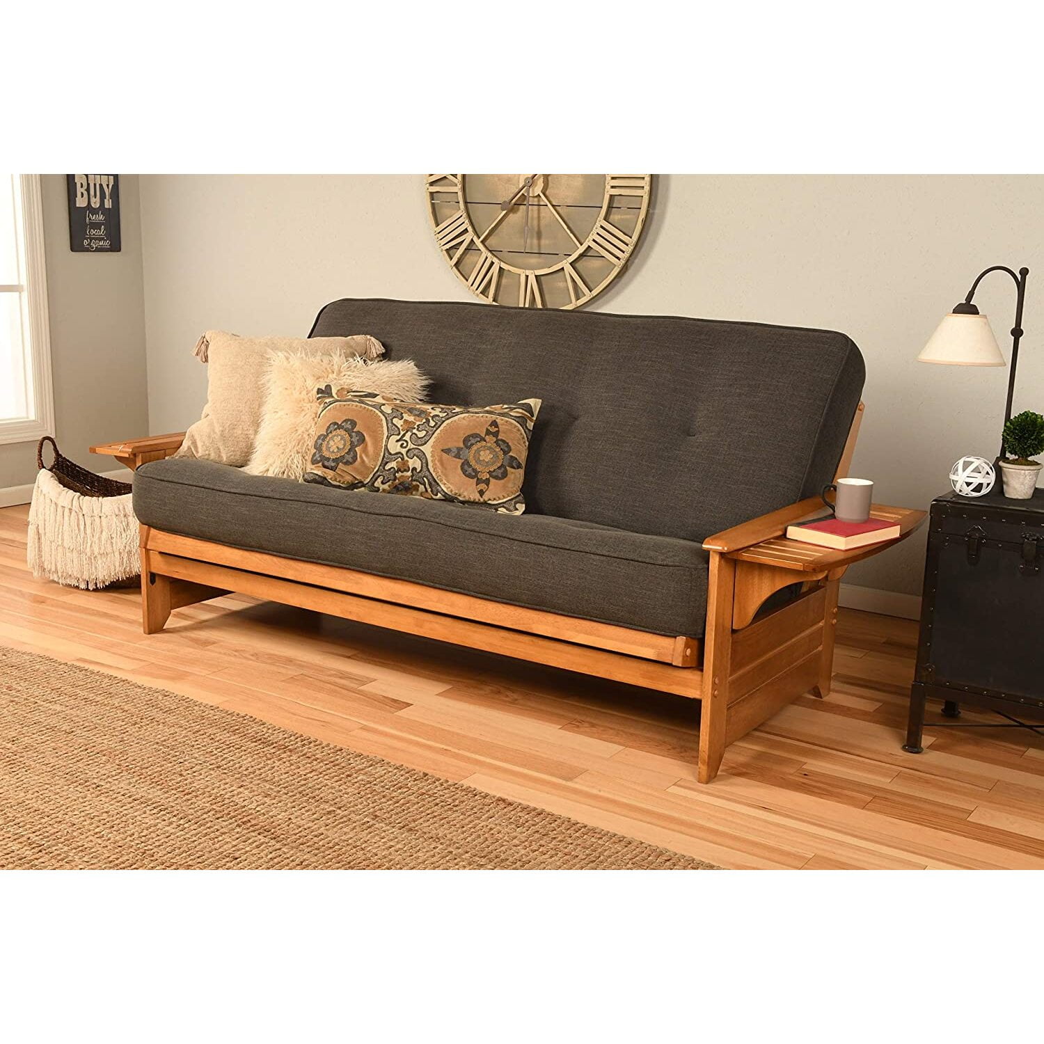 Kodiak Albany Futon with Frame Included, Rustic Walnut Finish, Full ...