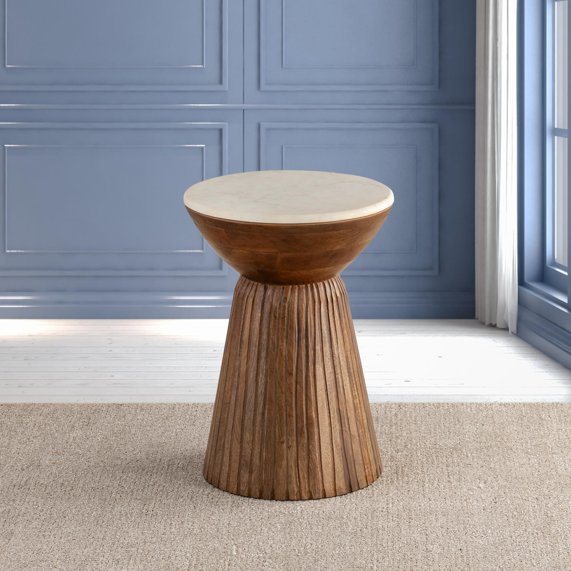 Albany Living 20" Marble Top Wooden Round End Table in Brown - Walmart.com