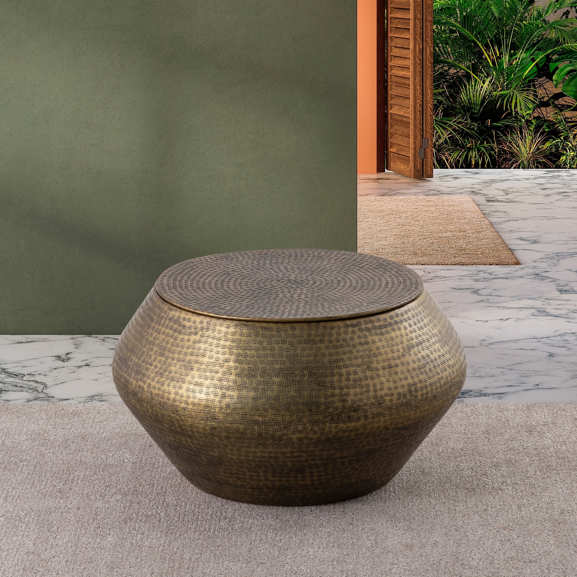 Albany Living T5203 Drum Coffee Table With Storage Copper - Walmart.com