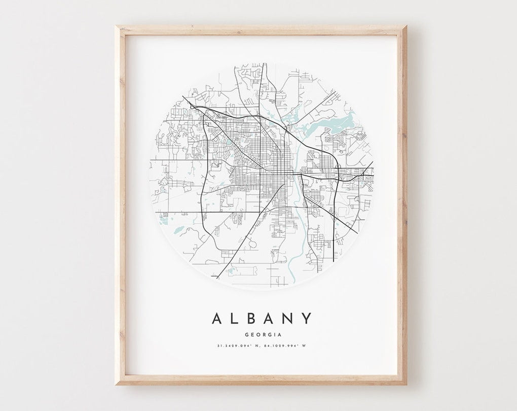 Albany Map Print, Albany Map Poster City Wall Art, Ga Road Map, Georgia ...