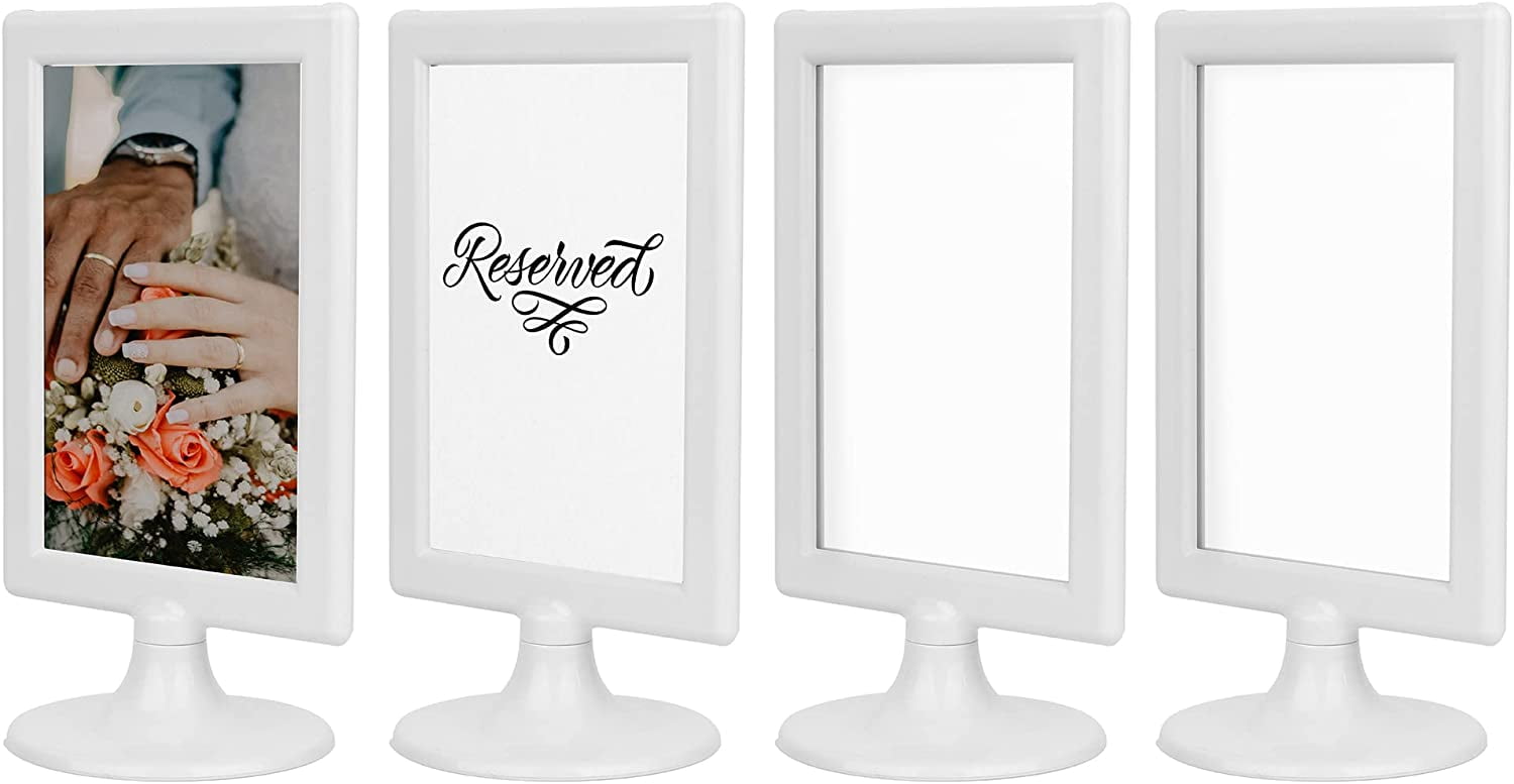 Dual Display 4-Pack Bright White 4x6 Inch Pedestal Picture Frames ...