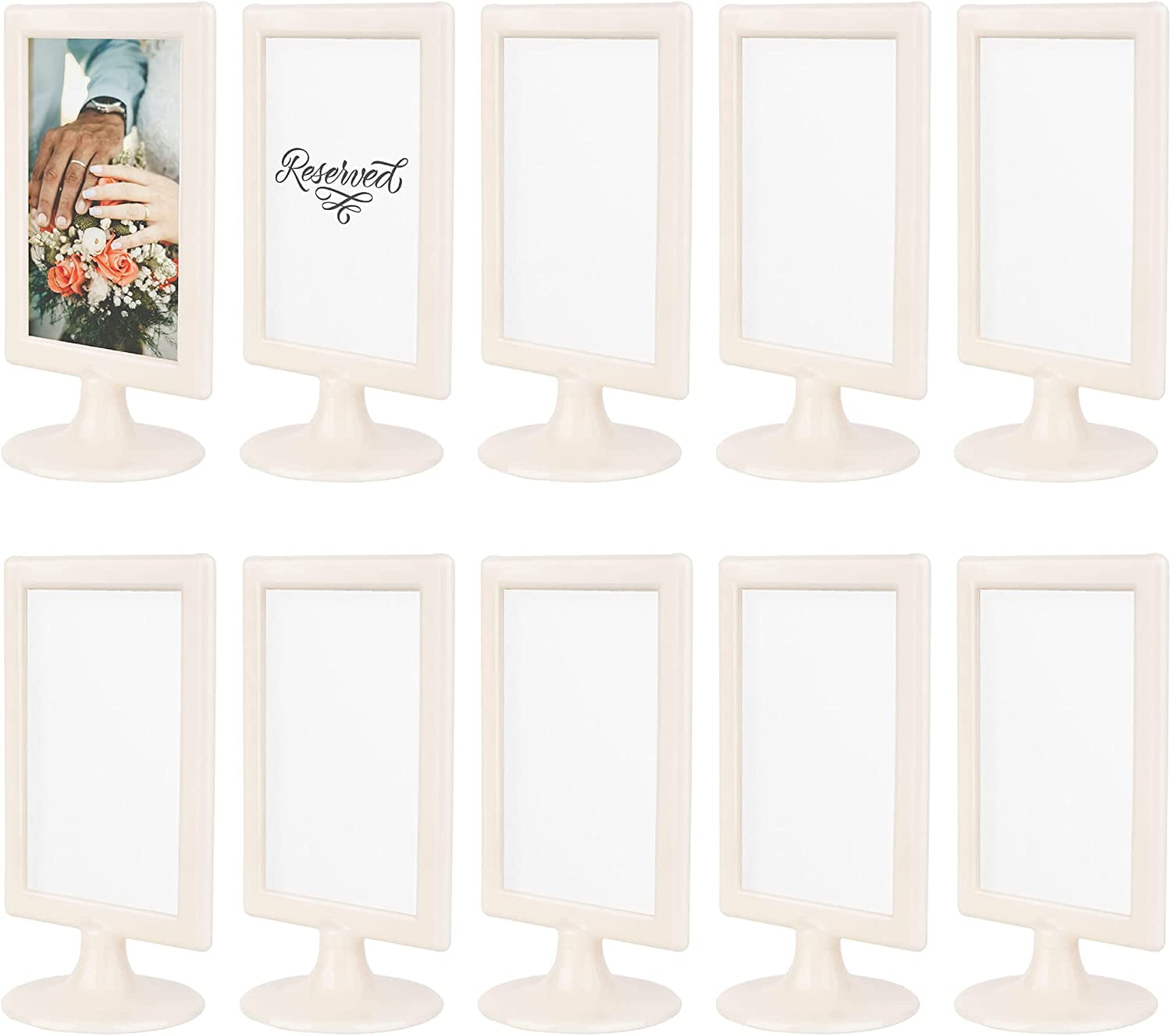 Bulk Pack of 10 Dual Display 4x6 Inch Pedestal Picture Frames - Cream ...