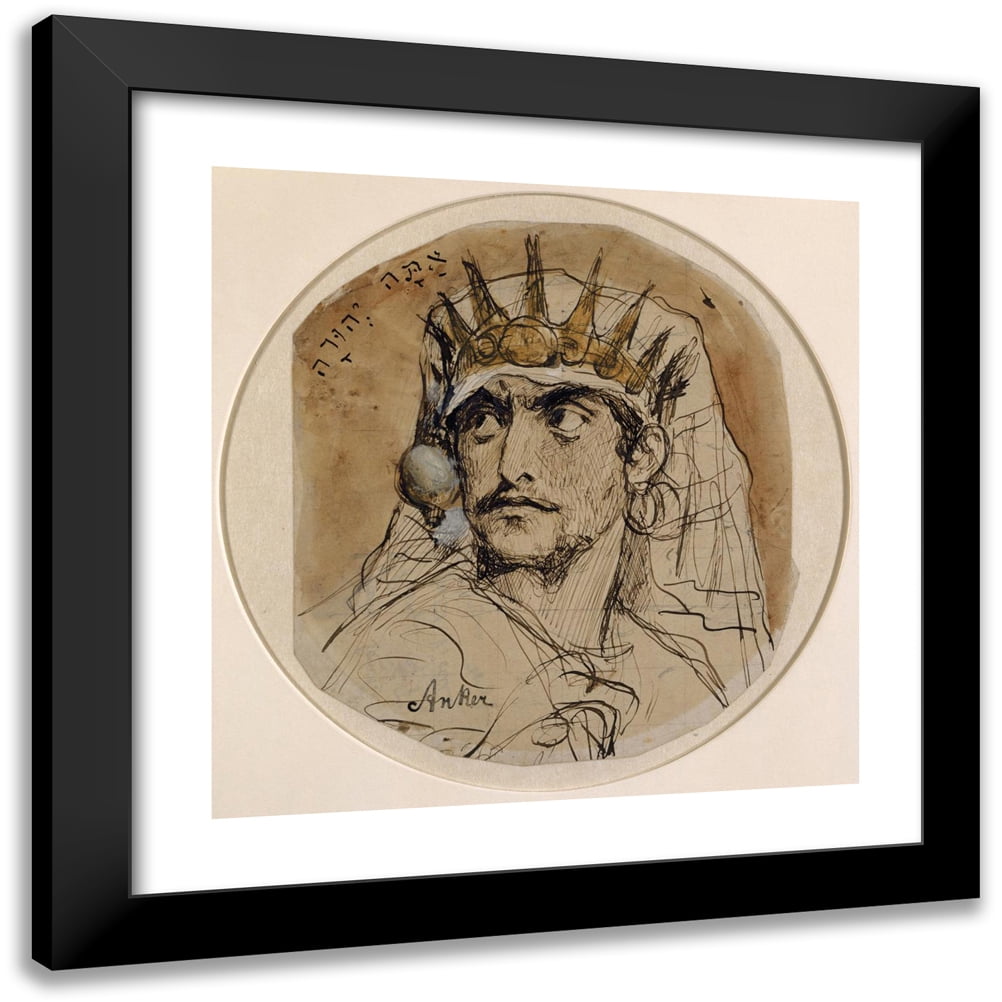 Albert Anker 12x12 Black Modern Framed Museum Art Print Titled - Head ...