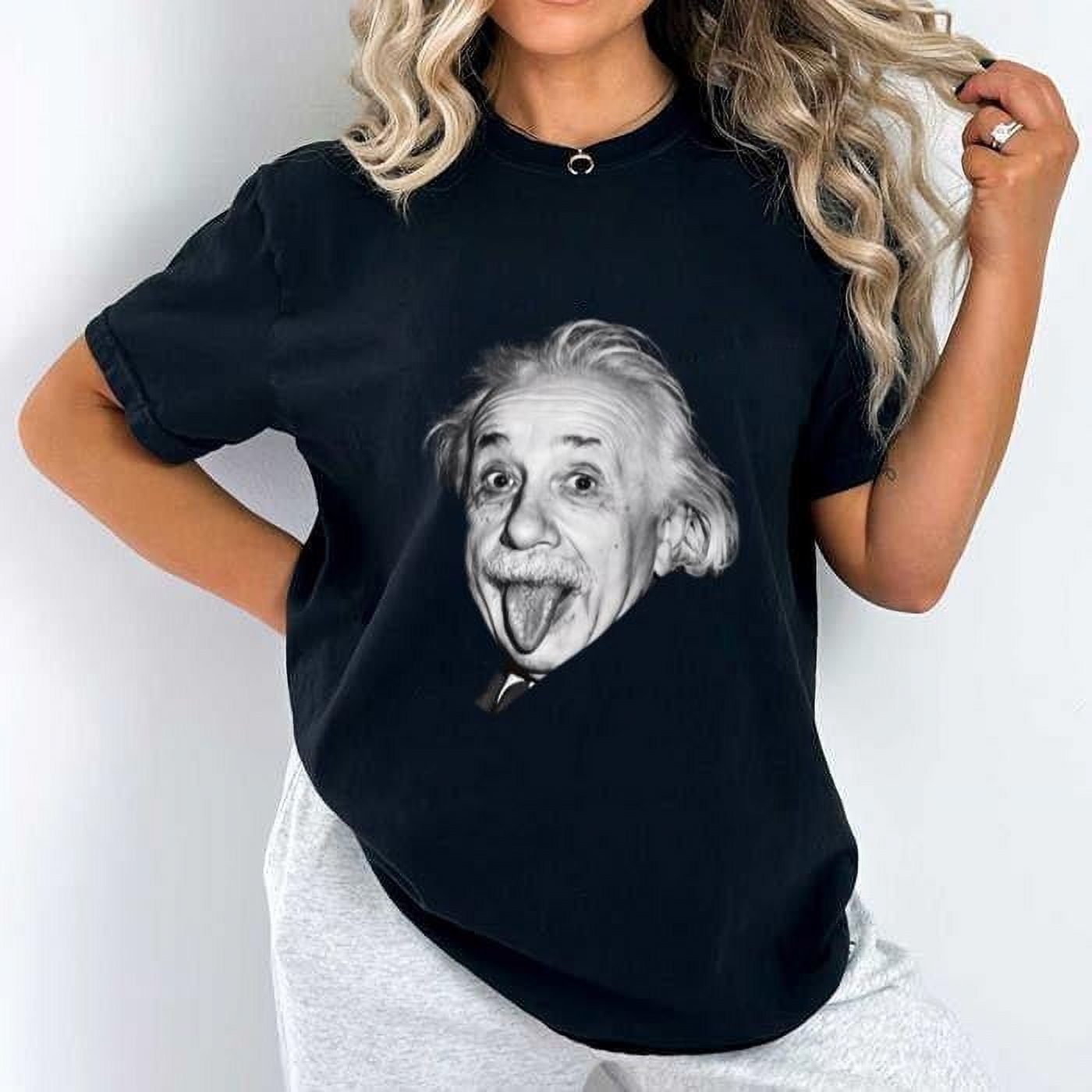 Albert Einstein Genius Tongue Funny Physics Comfort Color T-Shirt IQ, for men & women, up to ...