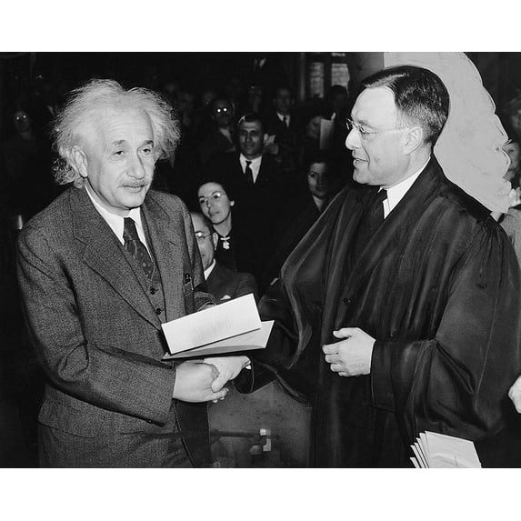 Albert Einstein Receiving American Citizenship - 20x30 Inch Glossy Laminated Aviation Poster ...