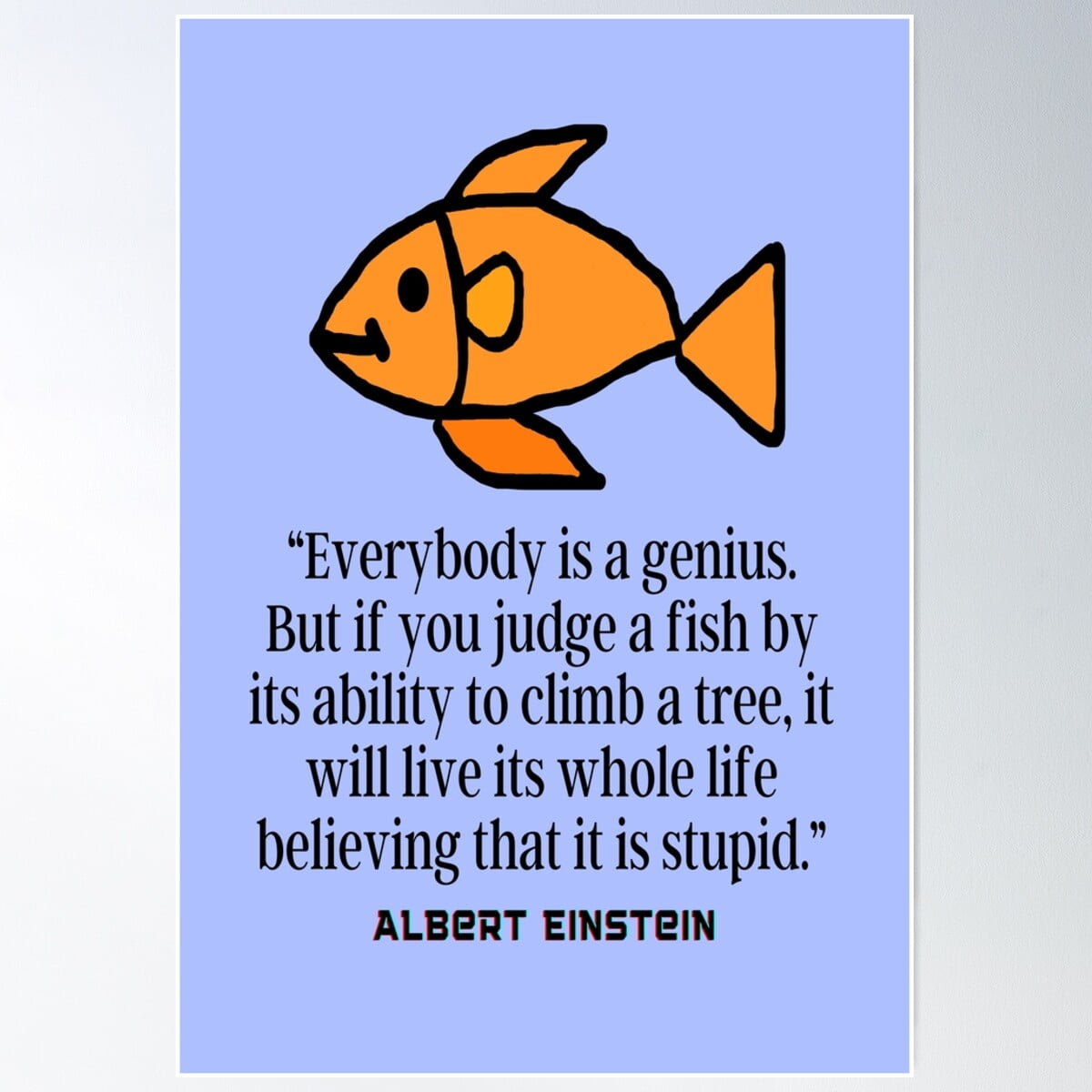 Albert Einstein'S Quote About A Fish Poster Wall Art, Modern Wall Decor ...