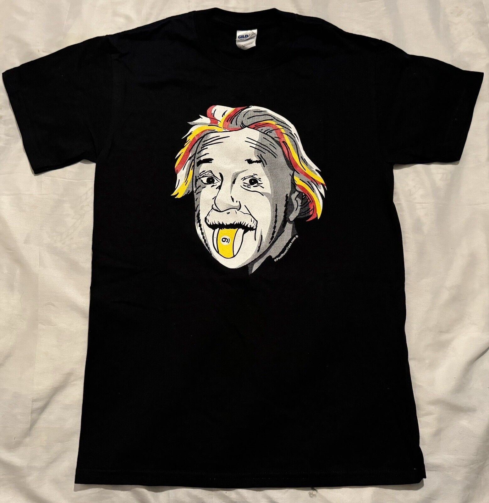 Albert Einstein Tongue Billiards Pool 9 Nine-Ball L T-Shirt Funny Room ...