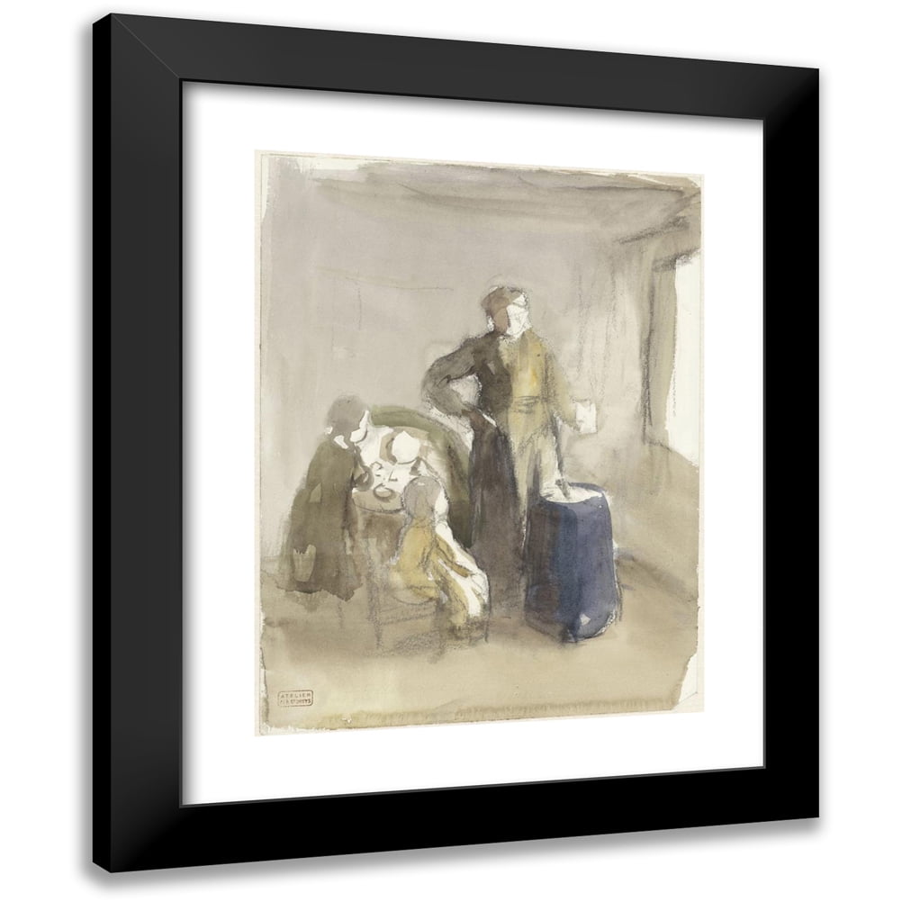 Albert Neuhuys 19x24 Black Modern Framed Museum Art Print Titled - Interior with Wife and ...