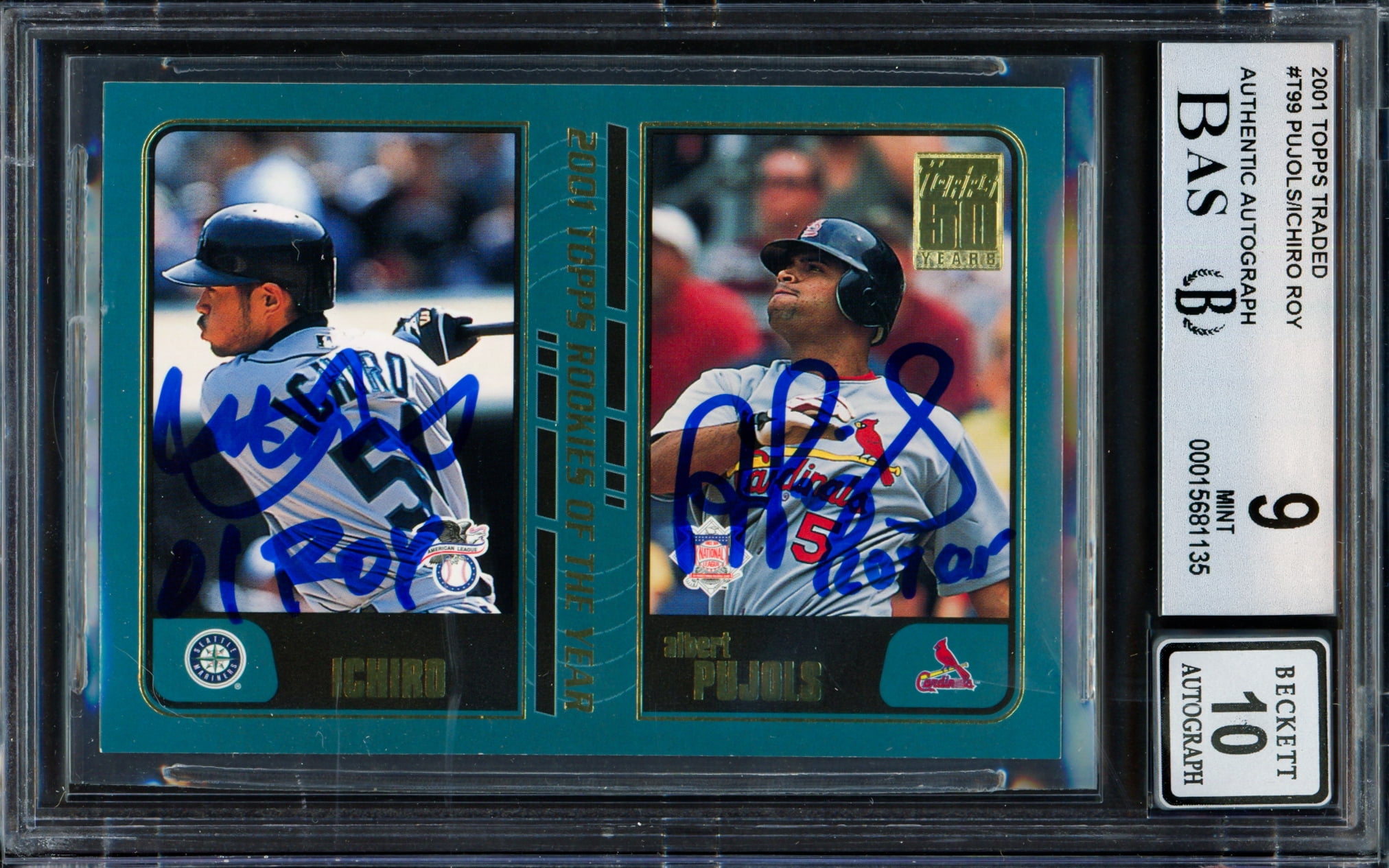 Albert Pujols & Ichiro Suzuki Autographed 2001 Topps Traded Rookie Card ...