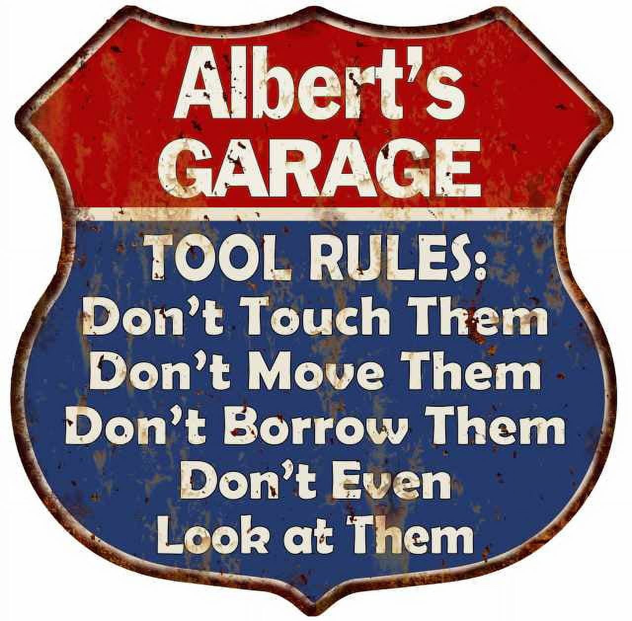 Albert's Garage Man Cave Rules Sign Shield Metal Gift 211110001241 ...