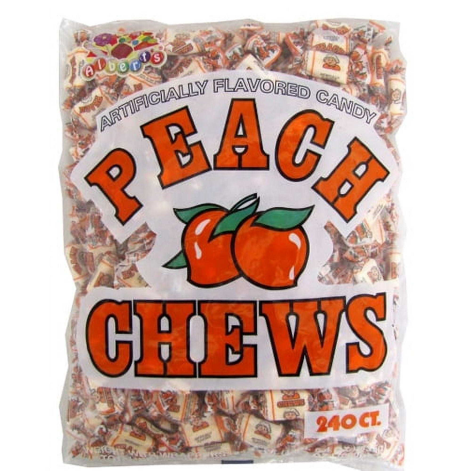Albert's Individually Wrapped Chewy Peach Chews Candy - 240 Piece Bag ...