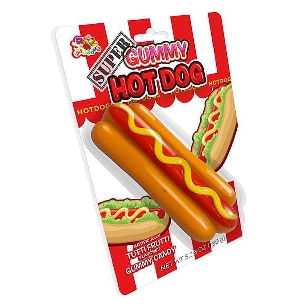 Albert's Super Gummy Hot Dog, Tutti Frutti Gummi Candy, 5.29 oz ...
