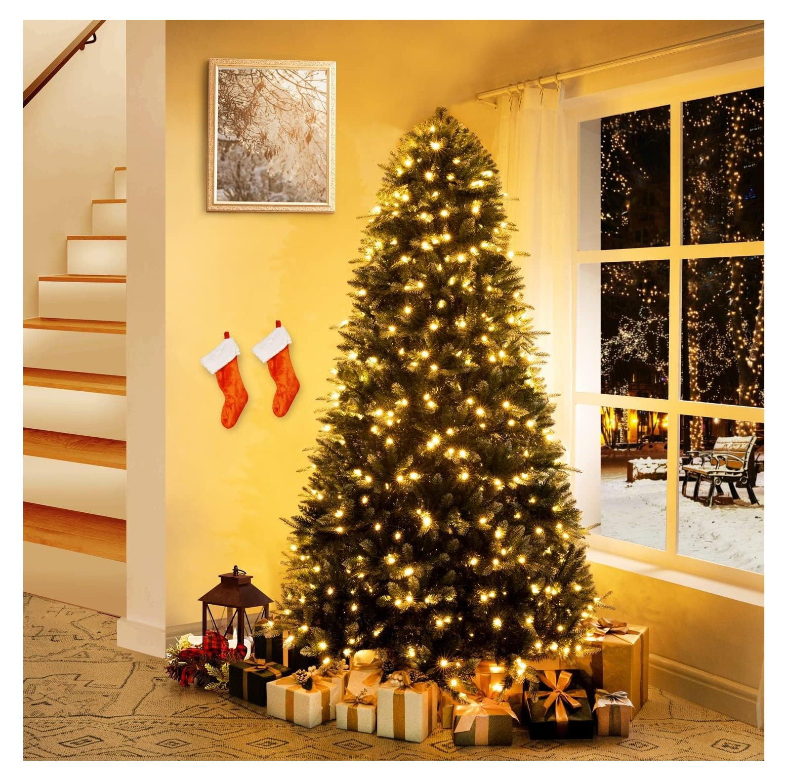 Alberta 6.5ft Frosted Prelit Artificial Christmas Tree with 1292 Branch ...