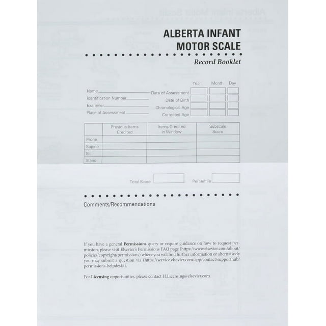 Alberta Infant Motor Scale Score Sheets (AIMS) - Walmart.com