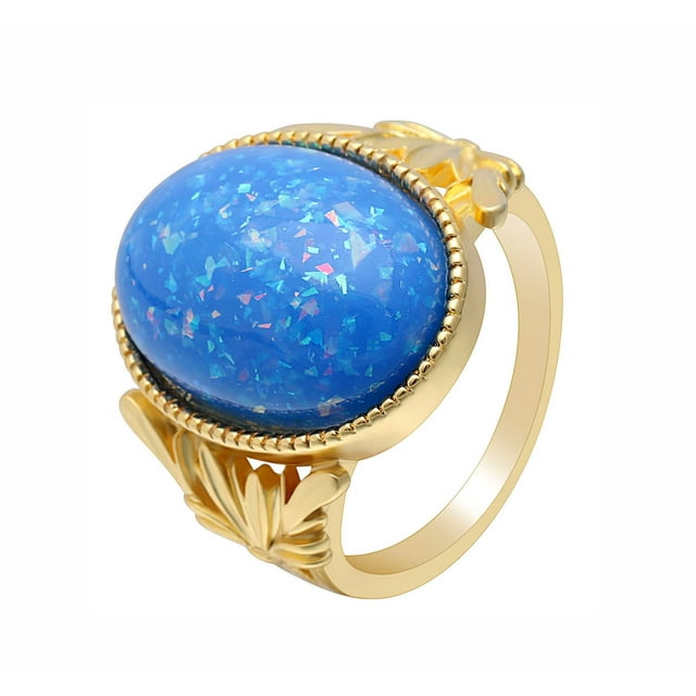 Alberta Simulated Blue Fire Opal Ring Womens by Ginger Lyne Collection ...