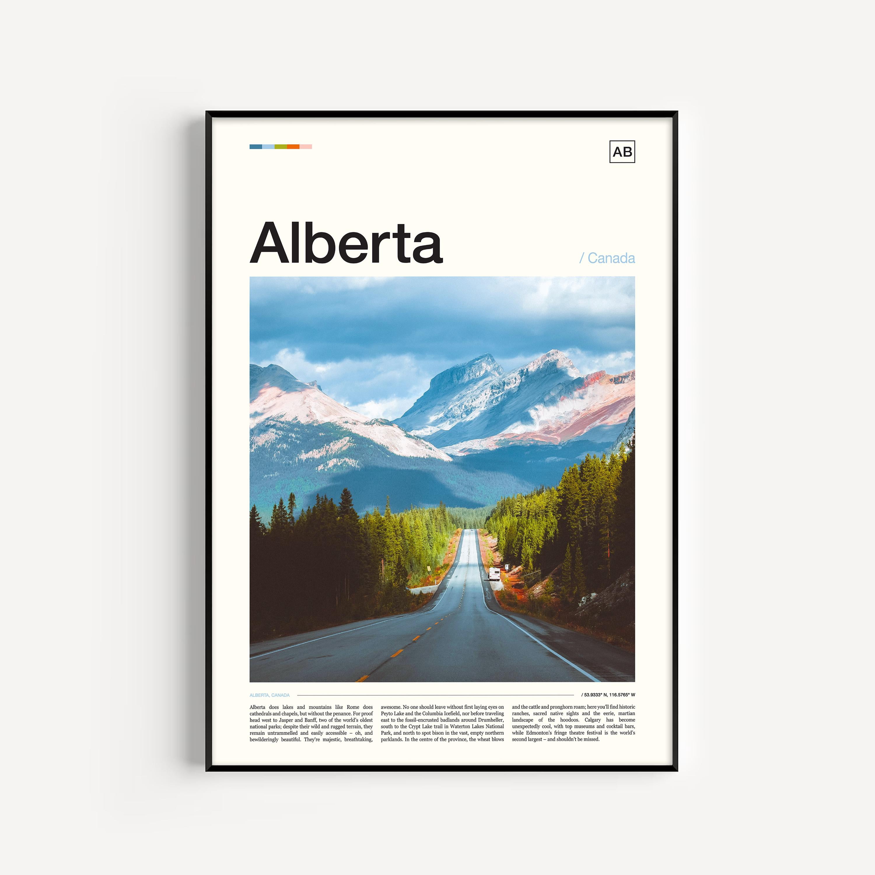 Alberta Travel Poster Canada Mountain Road Poster, Poster Home Decor ...