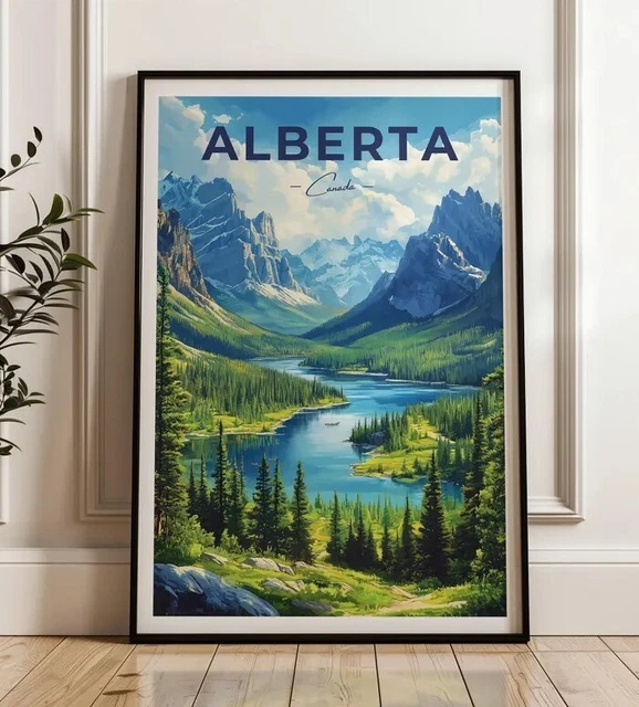 Alberta Travel Poster - Canada Wall Art Print, Illustration Poster NO ...