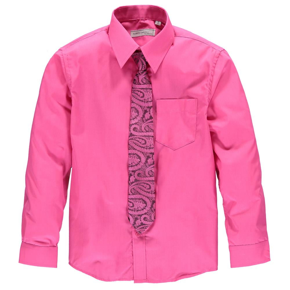 Alberto Cardinali Big Boys' 8-20 Tailored Fit Dress Shirt Set Fuchsia ...
