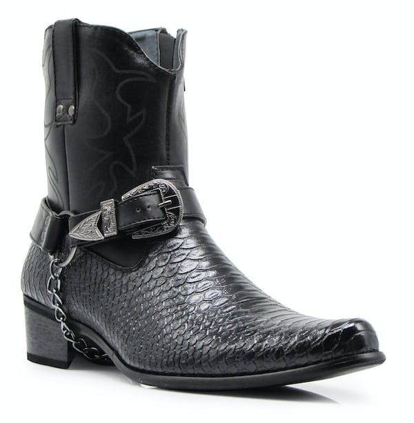 Alberto Fellini Men's Crocodile Prints Western Cowboy Boots with Side ...