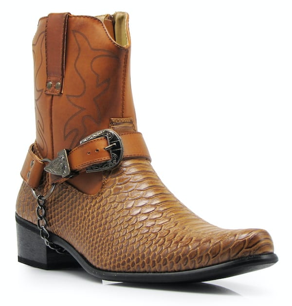 Alberto Fellini Men's Crocodile Prints Western Cowboy Boots with Side ...