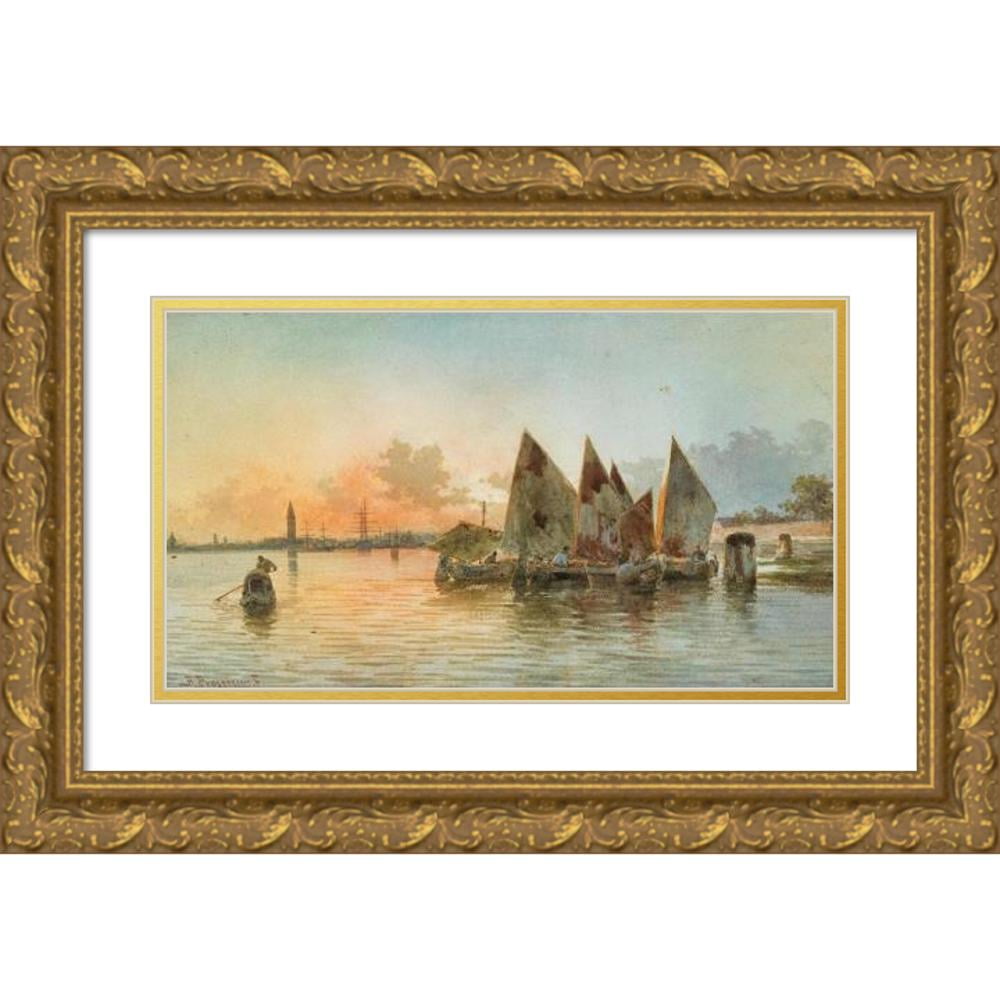 Alberto Prosdocimi 18x12 Gold Ornate Wood Frame and Double Matted ...