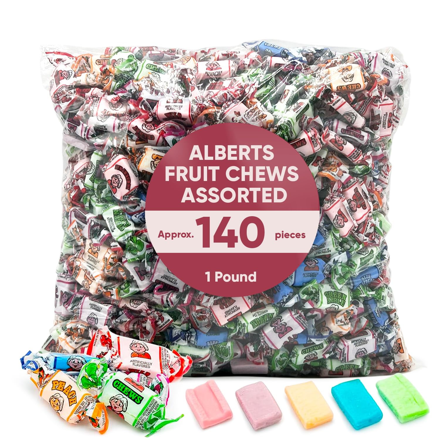 Alberts Fruit Chews Assorted MFF30 - 1 Pound Approx 140 pieces Bulk ...
