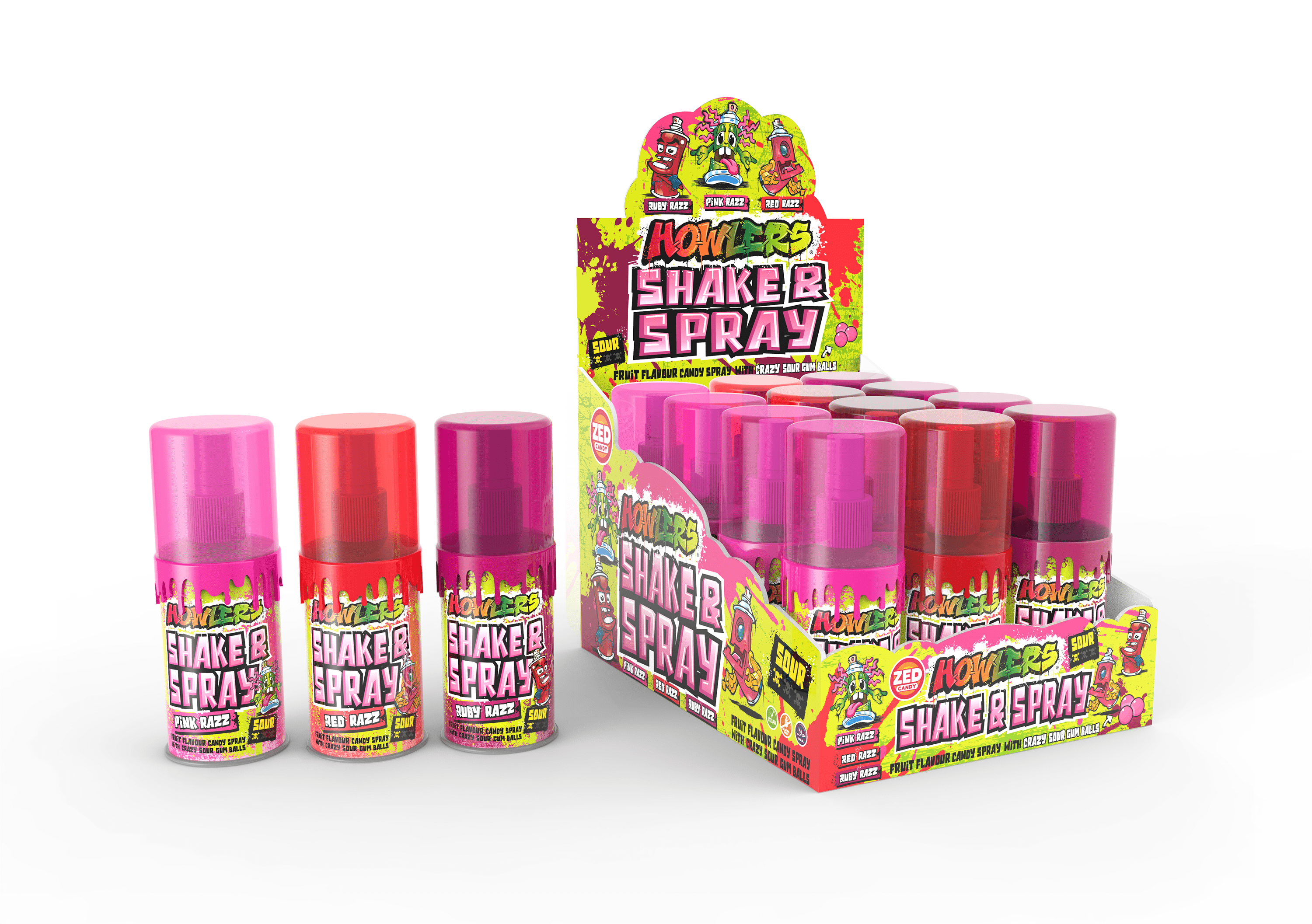 Alberts Howlers Red Razz Shake and Spray, 2.03 Ounce - 12 Count Display ...