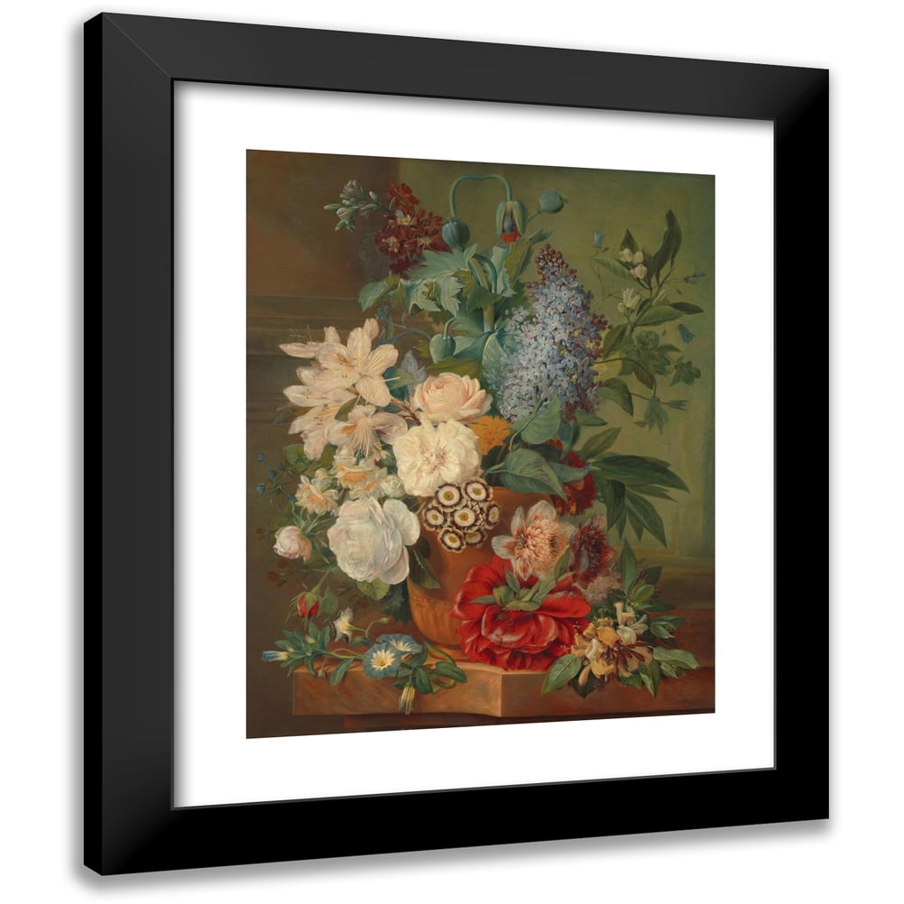 Albertus Jonas Brandt 15x18 Black Modern Framed Museum Art Print Titled - Flowers in a Terra ...