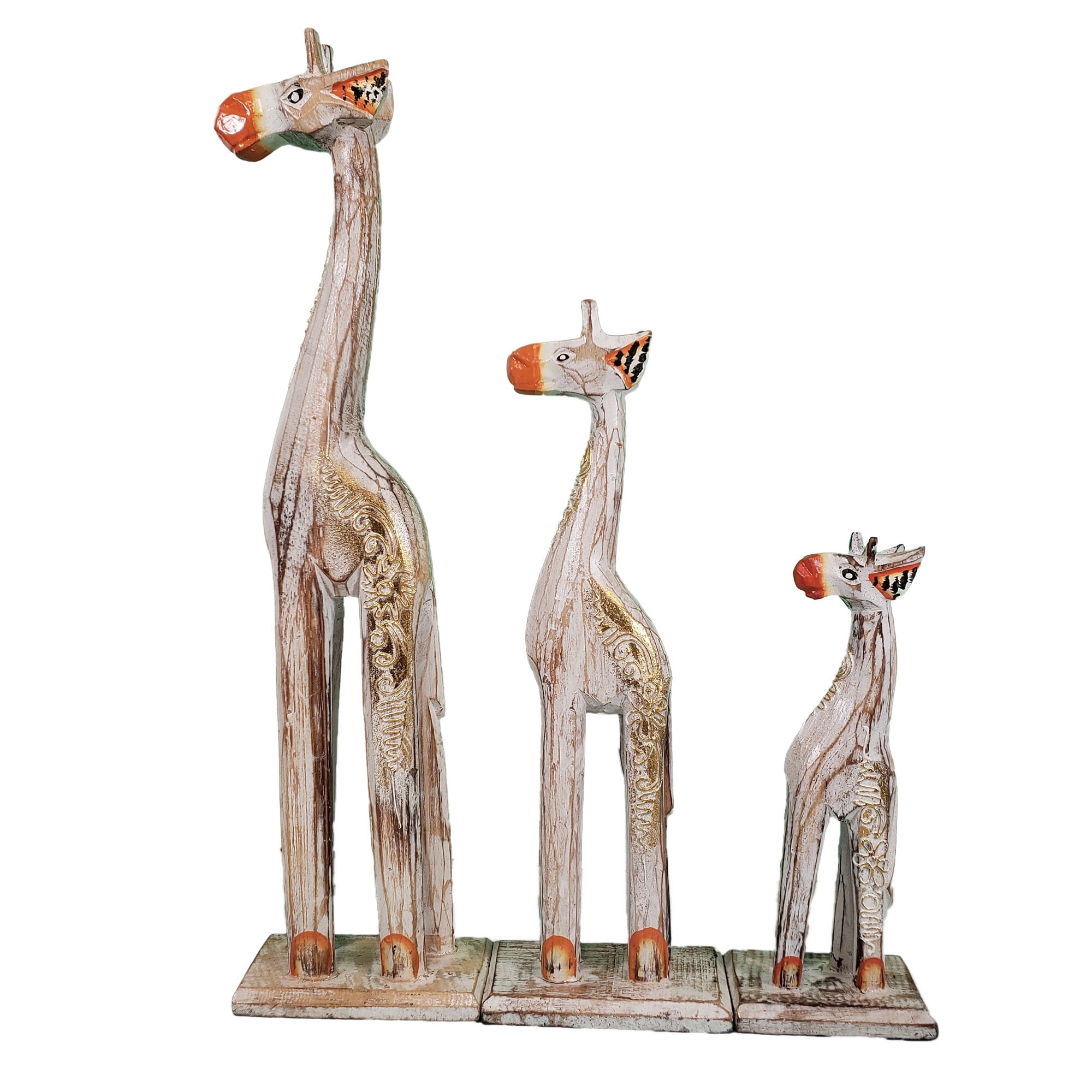 Albesia Native Wood Tall Hand-crafted Giraffe Statues Striking Designs ...