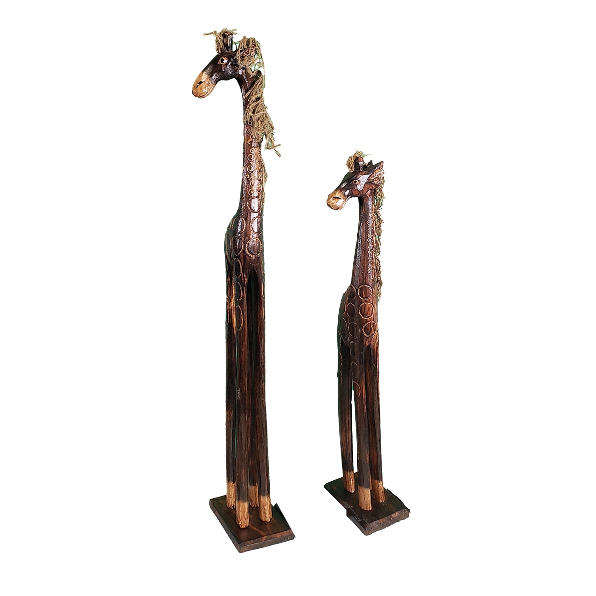 Albesia Native Wood Tall Hand-crafted Giraffe Statues Striking Designs ...