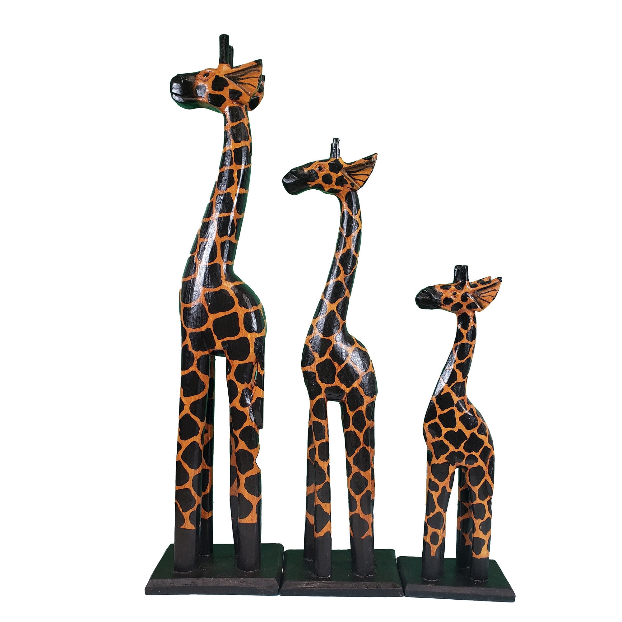 Albesia Native Wood Tall Hand-crafted Giraffe Statues Striking Designs ...