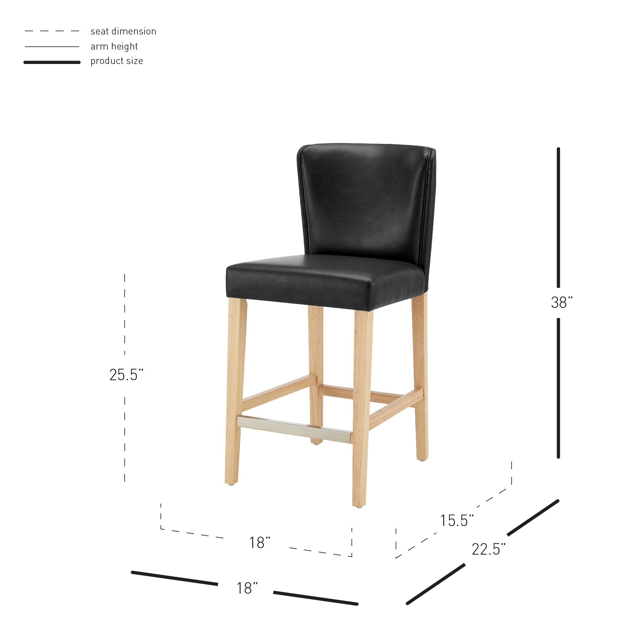 Albie KD PU Counter Stool Casa Black - Walmart.com