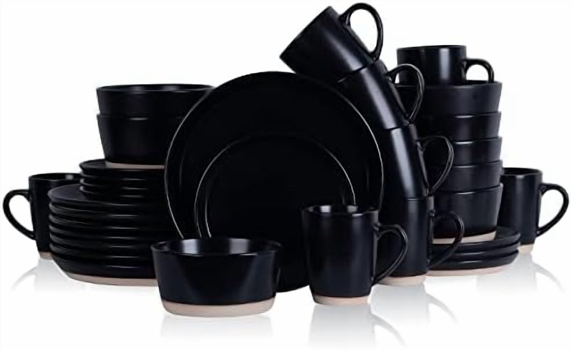 Albie Stoneware 16-Piece Modern Dinnerware Set, Kitchen Plates and ...